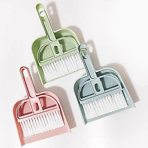 generic 3 Sets Small Dustpan and Brush Set, Mini Dust Pans with Brush Cleaning Brush, Hand Broom and Dust Pan Combo Set, Desktop Sweep Broom for Computer Keyboard Desktop Car Table