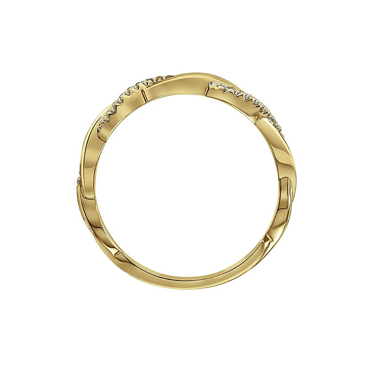 Twisted Vine Rope Diamond Accent Wedding Band or Anniversary Ring in 18k Yellow Gold Vermeil 0.07 Cttw (I-J Color, I3 Clarity), Size 8, by Brilliant Expressions