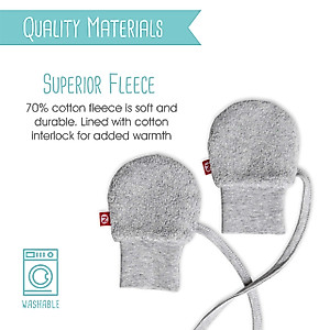Zutano Fleece Mittens for Babies, Infants, and Newborns, Thumbless Outdoor Winter Baby Gloves, Heather Gray