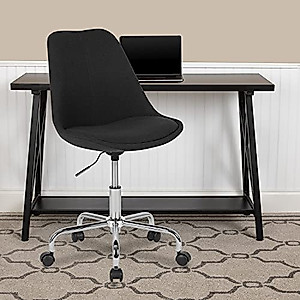 Flash Furniture Aurora Series Mid-Back Black Fabric Task Office Chair with Pneumatic Lift and Chrome Base
