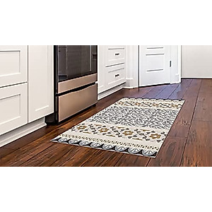 Studio M Floor Flair Hadley Hall - Haze Boho Pattern - 3 x 5 Ft Decorative Vinyl Rug - Non-Slip, Waterproof Floor Mat - Easy to Clean, Ultra Low Profile - Printed in The USA