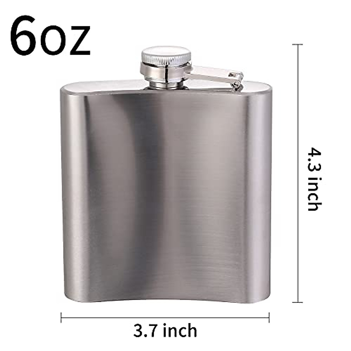 Hip Flask for Liquor 1PCS Silver Thin Flasks 6oz Stainless Steel Leakproof with 1pcs Funnel for Gift, Camping, Wedding Party