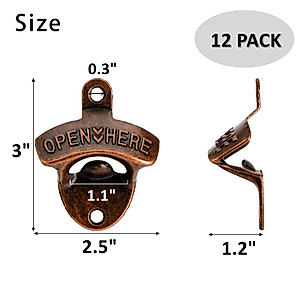 ZOOFOX 12 Pieces Wall Mounted Bottle Opener, Vintage Beer Bottle Opener with Screws, Sturdy Antique Metal Bottle Opener for Bar, KTV, Home and Outdoor