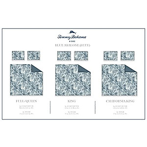 Tommy Bahama - California King Comforter Set, Cotton Bedding with Matching Shams & Bedskirt, All Season Home Decor (Abalone Blue, California King)