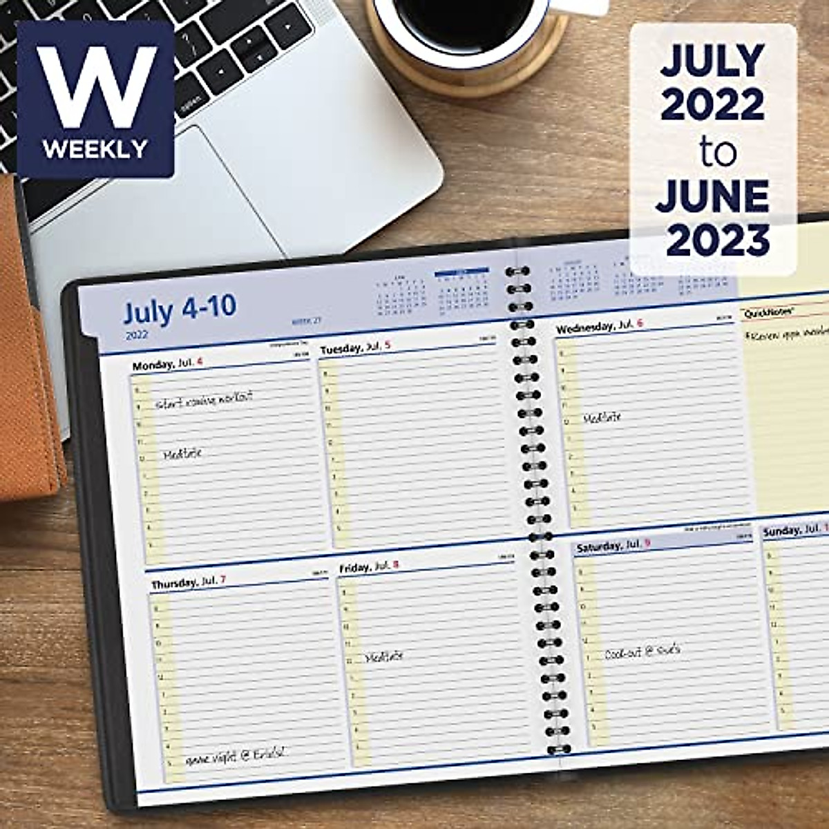 AT-A-GLANCE 2022-2023 Planner, Weekly & Monthly Academic Appointment Book, 8" x 10", Large, QuickNotes, Black (761105)