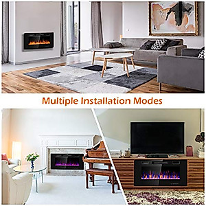 Tangkula 36 Inches Recessed Electric Fireplace, in-Wall & Wall Mounted Electric Heater with Adjustable Flame Color & Speed, Remote Control, Touch Screen, 750-1500W (36 Inches)