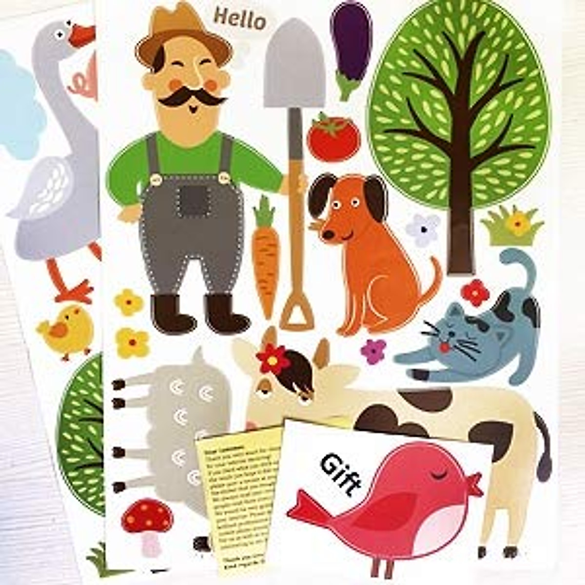 Farm Animal Barnyard Wall Decals for Kids - Farming Baby Room Children Stickers for Toddlers Bedroom - Animal Wall Decor Nursery Art [>40 Art playroom clings] + Free Bird Gift!