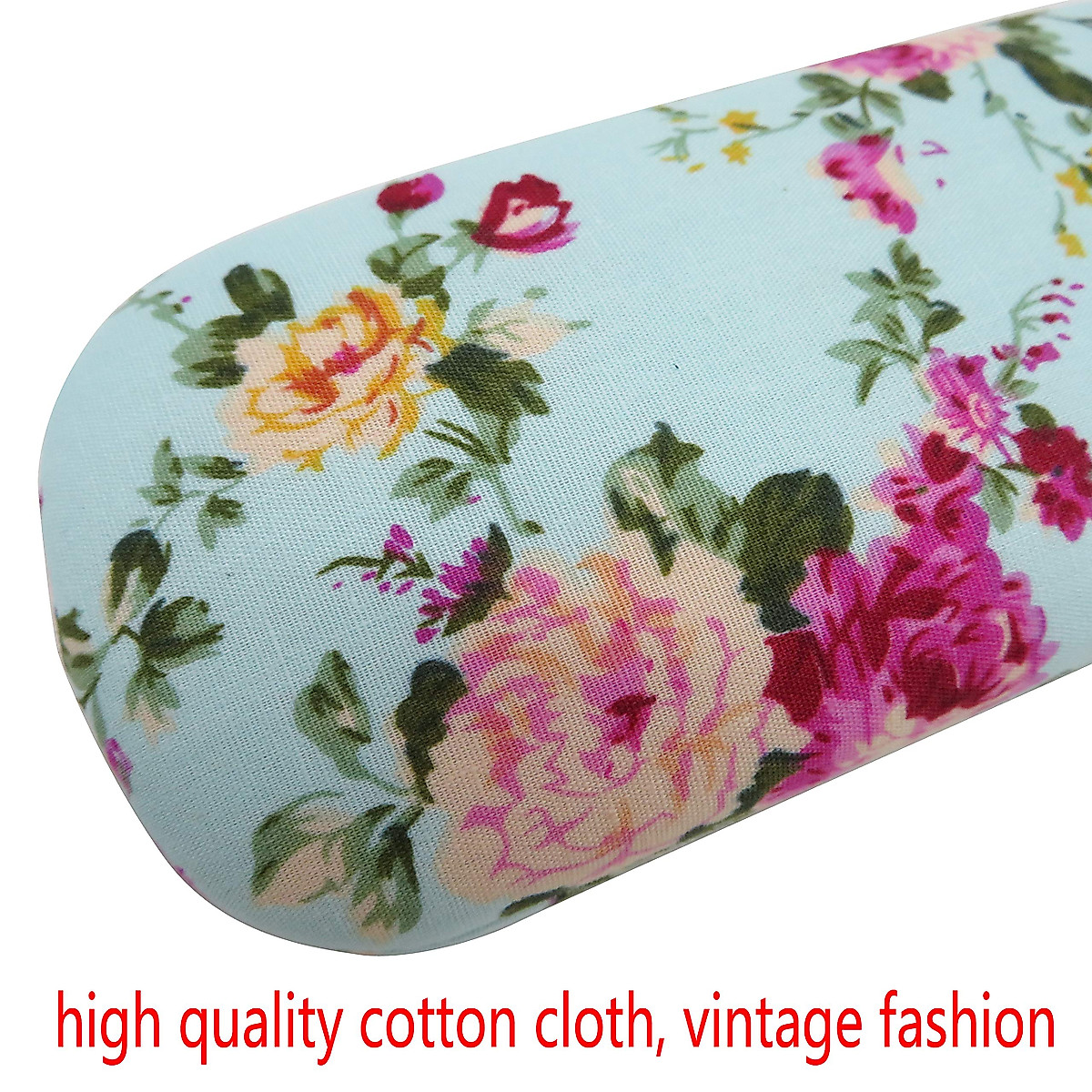 DODOGA 4 Pieces Spectacle Case Portable Hard Shell Eyeglasses Case Floral Flower Fabric Covered Clam Shell Style Eyeglass Case Spectacles Box Eyewear Protector Box for Kids, Women, Girls