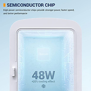 AstroAI Mini Fridge Portable AC/DC Powered Thermoelectric System Cooler and Warmer 4 Liter/6 Can for Cars, Homes, Offices, and Dorms,White (Renewed)