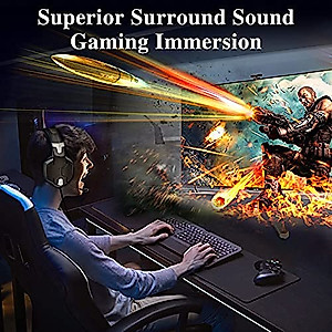 Gaming Headset for PS4 Xbox One PC PS5 Controller,Noise Cancelling Over Ear Headset with Microphone,Flip-to-Mute,Bass Surround Lightweight Headset Soft Memory Earmuffs for Laptop Mac