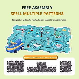 DIY Assembling Electric Trolley, Children's Educational Puzzle Track Car Play Set, Puzzle Track Play with Vehicles, RailCar Building Toys Vehicle & Puzzle Board for Kids (5PCS, D)