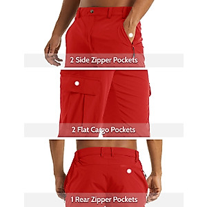 Men's Summer Shorts Hiking Shorts Gym Quick Dry Shorts for Men Capris Shorts Cropped Pants Sweat Shorts Fishing Tactical Long Shorts Red