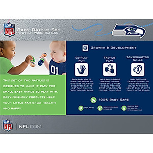 BabyFanatic Wood Rattle 2 Pack - NFL Seattle Seahawks - Officially Licensed Baby Toy Set