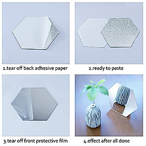 FUNCSDIK Hexagon Mirror Wall Sticker 12 Pieces Acrylic Mirror Three-Dimensional Wall Stickers for Living Room Entrance Hallway Stairs Personalized Decorative Mirror Stickers (Hexagon Mirror)