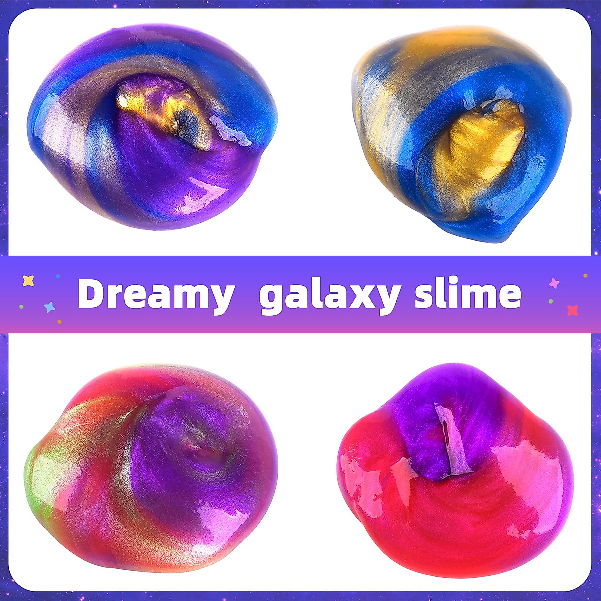48 Pack Galaxy Mini Butter Slime Kit, 45 Pack Scented Slime Party Favor Gifts, DIY Putty Toys for Kids, Soft & Non-Sticky, Stress Relief Toy for Girls and Boys Age 10-12