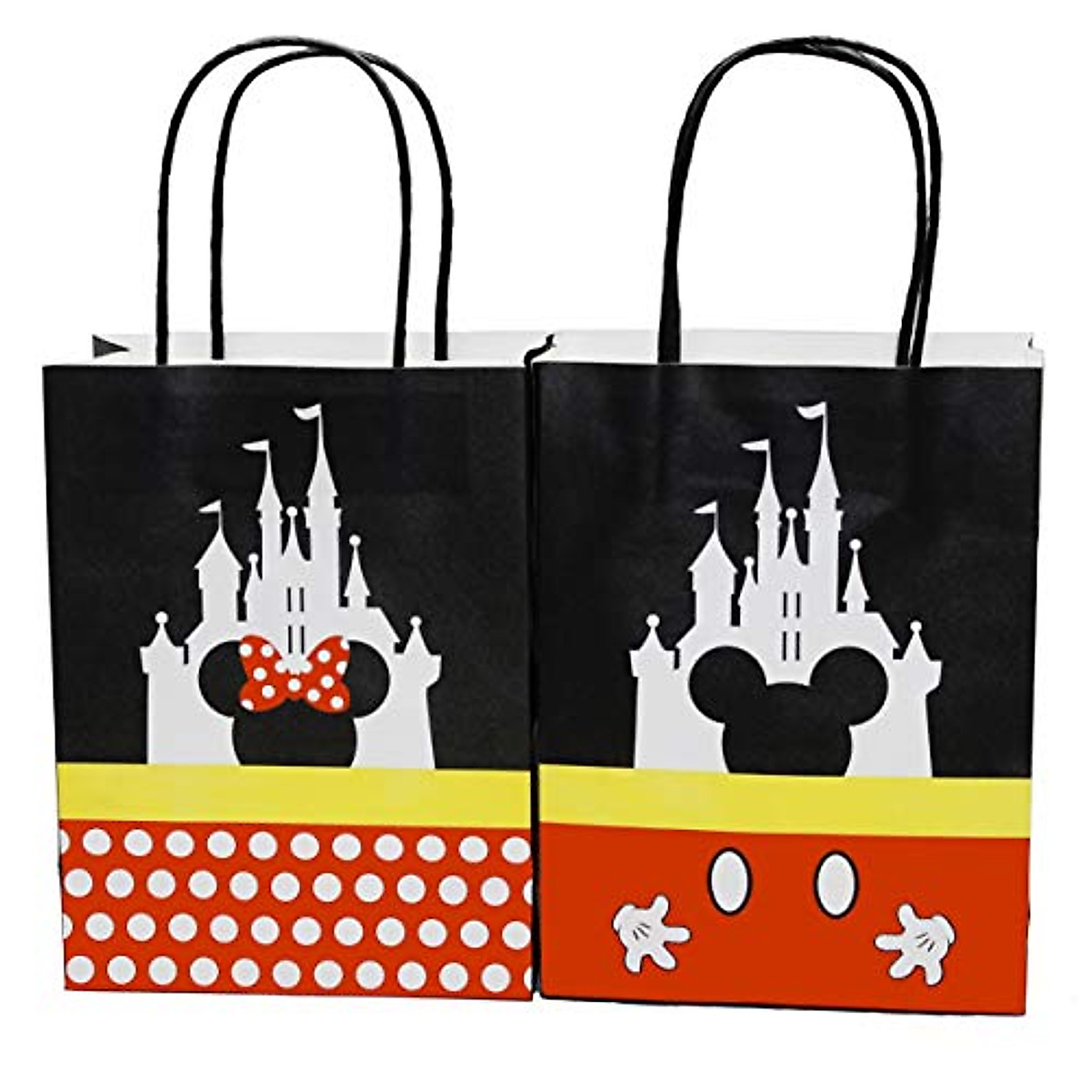 MOAXMOA Treat Bags Castle Gift Party Paper Bags with Handle for Birthday Baby Shower Mickey Minnie Theme Party Decorations Supplies- 12PCS