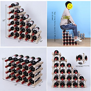 FDHUIJIA Wine Rack Small countertop Cabinet Stackable Storage Wooden freestanding Floor Wine Holder (20 Bottles)