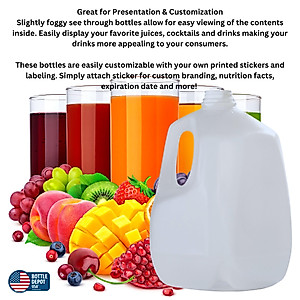 (8 PACK) 128 Oz Empty Plastic Gallon Juice Bottles with Tamper Evident WHITE Caps - Smoothie Bottles - Ideal for Juices, Milk, Smoothies, Picnic's and Even Meal Prep - Made in USA