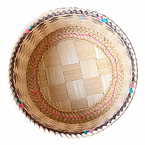 PANWA Handmade 100% Eco-Friendly Thai Bamboo Sticky Rice Serving Basket - Wickerwork with Vegetable Based Dye - Food Safe- Family Size (Toffee)