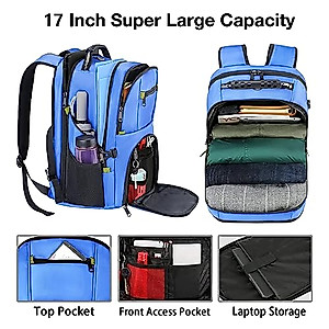 YOREPEK Travel Backpack, Extra Large 50L Laptop Backpacks for Men Women, Water Resistant College Backpack Airline Approved Business Work Bag with USB Charging Port Fits 17 Inch Computers, Cobalt Blue
