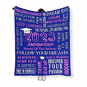 MyPupSocks Custom Graduation Throw Blanket Graduate Proud Best Wishes Keep Learning Black Fits Couch Sofa Bedroom for Birthday Christmas Graduation 60"x80"