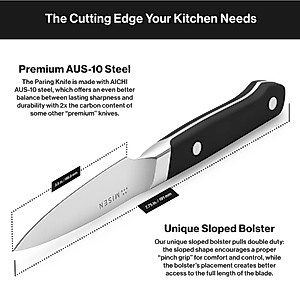 Misen 3.5-Inch Precision Paring Knife: Ideal for Fruits & Vegetables, High Carbon Stainless Steel, Ultra-Sharp, Includes Kitchen Blade Guard - Black