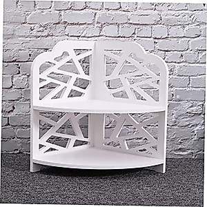 Yardwe Bathroom Racks Organizer Rack Shelf Board Floor Corner Shelf Bath Shelf Basket Shower Shelf Caddy Hollow Bathroom Rack Bathroom Storage Rack Shelf Bathroom Corner Frame Wpc White