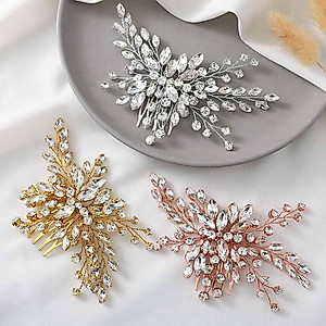 Easedaily Bride Wedding Hair Comb Silver Crystal Hair Pieces Rhinestone Headpieces Bridal Hair Clip Side Combs Hair Accessories for Women and Girls