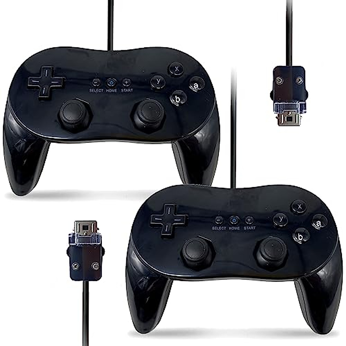 Larqety 2 Pack Wired Classic Controller Pro for Wii, Wii U Remote Console (Black)