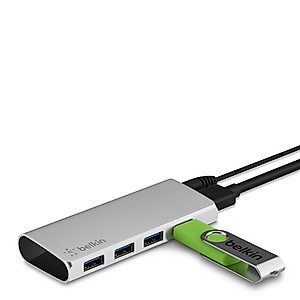Belkin USB 3.0 to USB-C 4 Port Hub + USB-C Cable - USB C Hub W/ Micro-B Cable - 5W Powered USB Hub - Docking Station - Macbooks, Google Chromebook Pixel & Standard USB A Devices - With USB C Cable