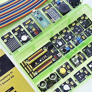KEYESTUDIO Raspberry Pi Pico 24 Sensors in 1 Box Starter Kit, 36 Projects MicroPython C Programming Electronics Easy for Teens Adults Beginner Learning