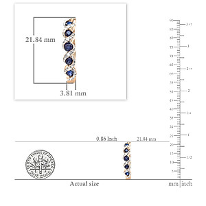 Dazzlingrock Collection Round Blue Sapphire & White Diamond Hoop Earrings | 925 Sterling Silver