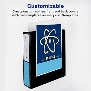 Avery Heavy-Duty View 3 Ring Binder, 2" One Touch Slant Rings, 2.8 Inch Wide Spine, Customizable Clear Cover, Ideal for School, Office, and Home Organization, 1 Light Blue Binder (05501)