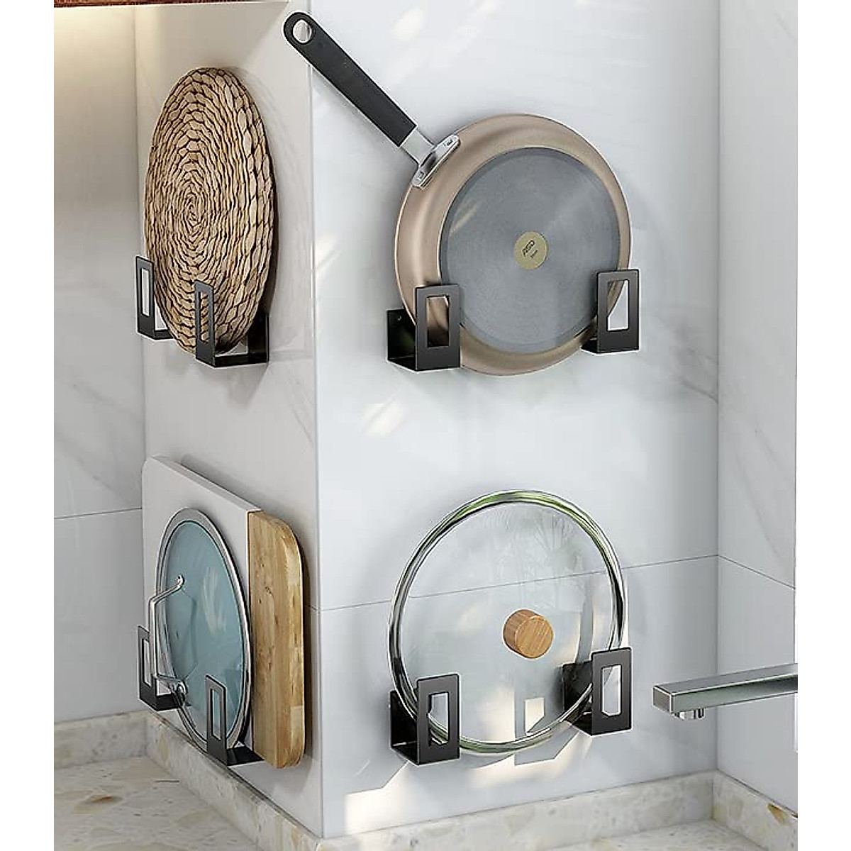 stainless steel pan Lid Holder wall-mounted pan Lid Holder black Pan Lid Holders wall-mounted chopping board rack stainless steel Chopping Board Rack Chopping Board Rack Kitchen wall holder