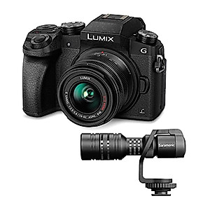 Panasonic LUMIX G7 Mirrorless Camera with 14-42mm f/3.5-5.6 Lens (Black) Bundle with Saramonic Vmic Mini Ultracompact Camera-Mountable Shotgun Microphone (2 Items)