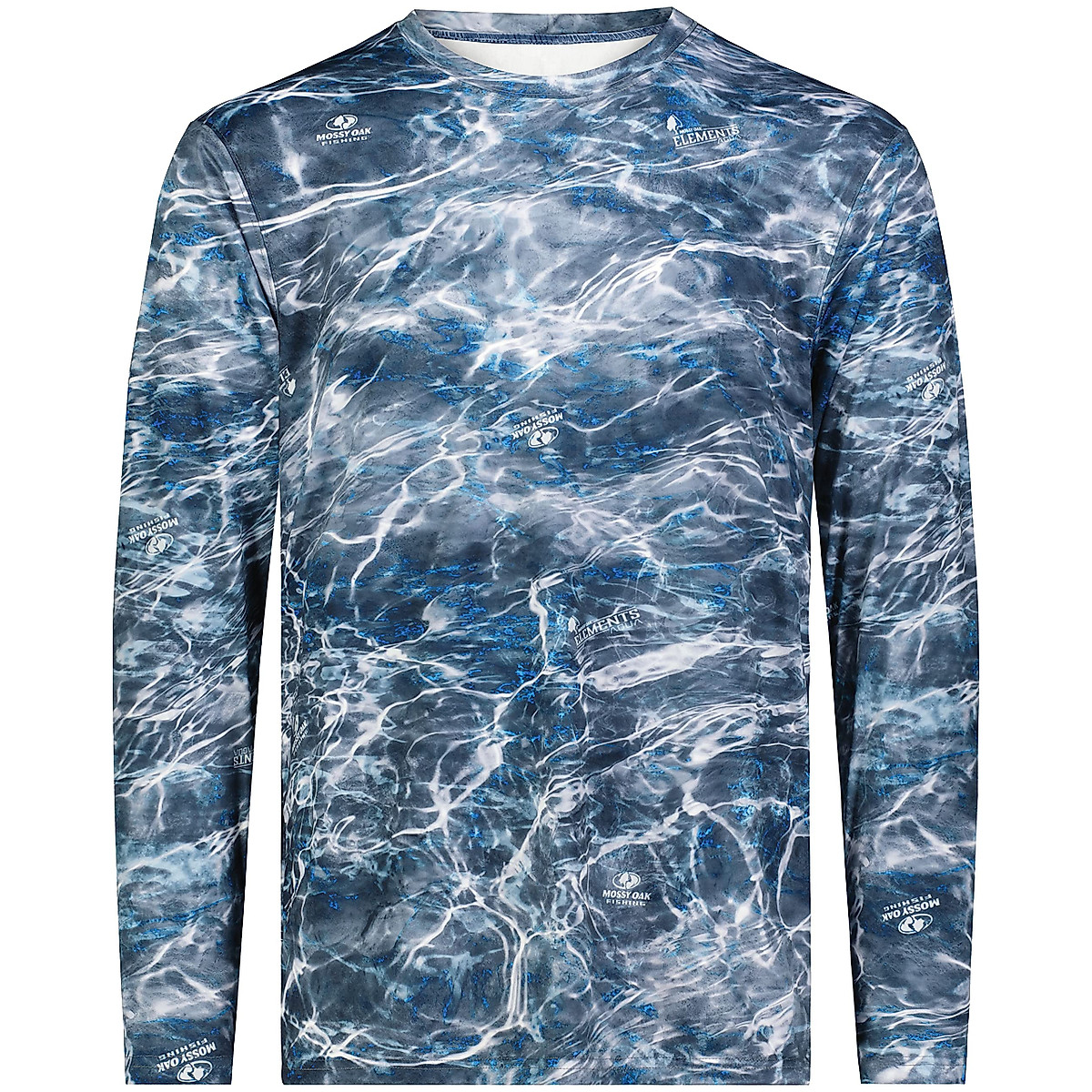 Holloway Men's Mossy Oak Momentum Long Sleeve Tee, Mo Elements Aqua Blackfin, X-Large