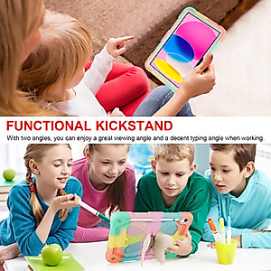 VOFUOE for iPad 10th Generation Case 2022 for iPad 10.9 Case for Kids Girls with Butterfly Wings Kickstand Pencil Holder Shoulder Strap Keychain Rugged Cover for iPad 10th Generation 10.9 Inch-Pink