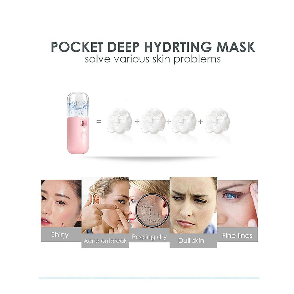 GIVERARE Nano Facial Steamer, Handy Mini Mister, USB Rechargeable Mist Sprayer, 30ml Visual Water Tank Moisturizing&Hydrating for Face, Daily Makeup, Skin Care, Eyelash Extensions-Pink