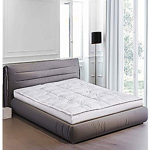 Blue Ridge Home Fashions Luxury (Level IV) 5" Thick Down Pillowtop Featherbed/Mattress Topper, Queen, White