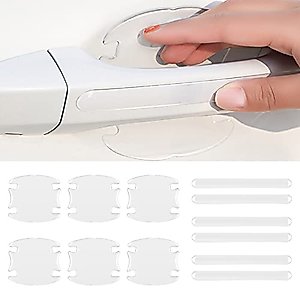 INSAUTO Car Door Handle Scratch Protector 12PCS Transparent Universal Car Door Handle Protector Accessories Clear Door Bowl Paint Protection Film Waterproof Anti-Scratch Stickers Covers