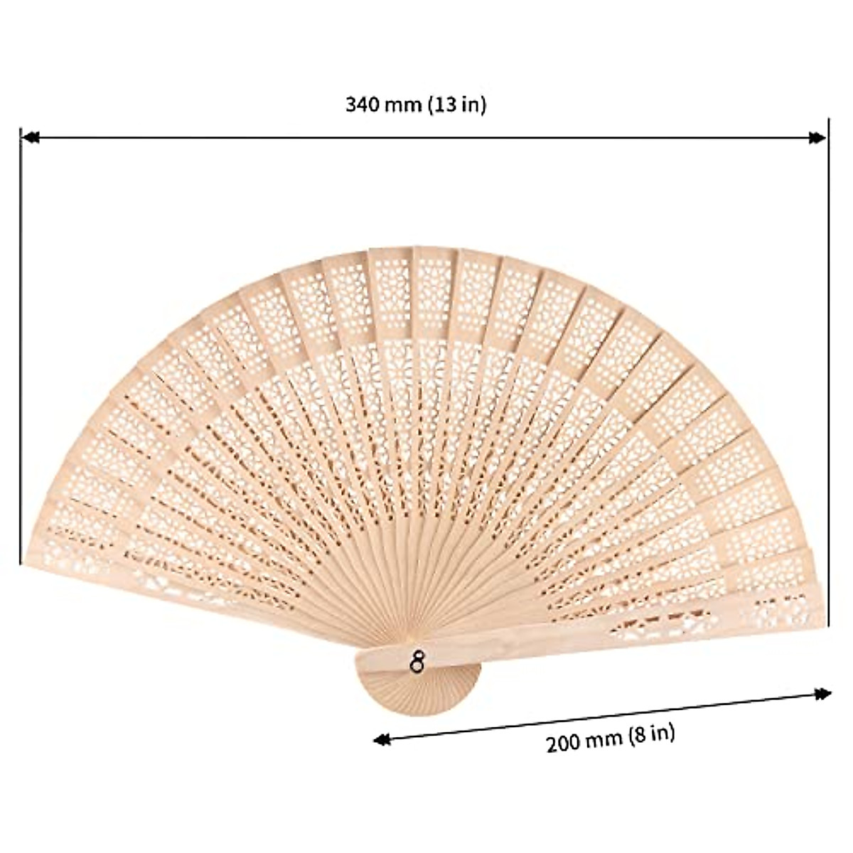 JAPCHET 60 Pack 8 Inch Sandalwood Fan, Vintage Wooden Hand Held Folding Fan, Hollow Carved Handheld Fans for Wedding Decor, Dancing, Birthday Gift, Photo props