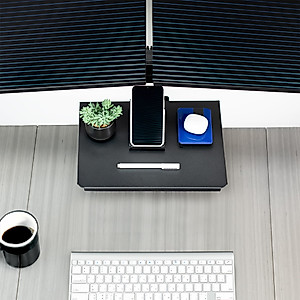 VIVO Universal Steel 14 x 10 inch Shelf Pole Mount for TV Cart, Speaker Stand, and More/Clamp-on Utility Storage Platform, Black, MOUNT-SF13P