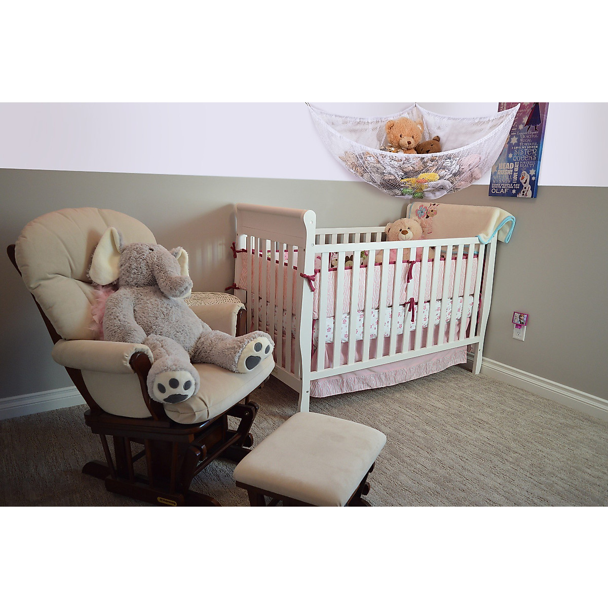 Jumbo Toy Hammock - Organize Stuffed Animals or Children's Toys with The mesh Hammock. Looks Great with Any décor While neatly organizing Kid’s Toys and Stuffed Animals. Expands to 5.5 feet - White