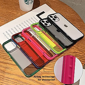 Clear Designed for iPhone 13 Pro Max Case, Cute Women Girly Shockproof Military Grade Protective Hard Back Case with Airbag Soft TPU Edge, Slim Protection Bumper Cover for Girls Men (Black)