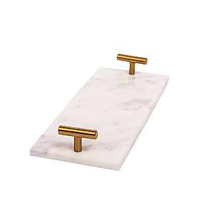 GENMOUS Marble Guest Towel Holder Tray for Bathroom Counter Storage, Gold Napkin Holder for Kitchen Paper Disposable Hand Towel Holder, White Bathroom Vanity Tray For Dresser Jewelry Perfume Organizer