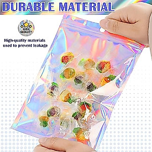 JETMORE 100 Pcs Mylar Bags, Holographic Bags, Smell Proof Bags, Resealable Bags for Small Business, Sample Bags with Clear Window, Sealable Bags for Pen, Brushes, Jewelry, Candy, Necklaces (2.4x9in)
