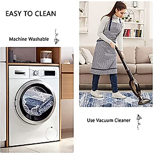 FairOnly Indoor Large Area Rugs 8x10 Stain Resistant Washable Rug, Non-Shedding Anti Slip Backing Rugs for Living Room Bedroom Dining Room,Blue