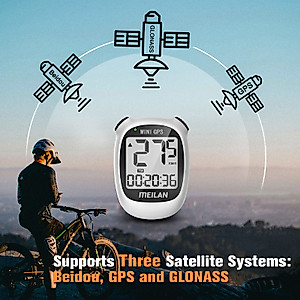 MEILAN M3 Mini GPS Bike Computer, Wireless Cycling Computer Bike Odometer Bicycle Speedometer and Odometer Waterproof Bicycle Computer with LCD Backlight & Multi-Functions for Road Bike MTB