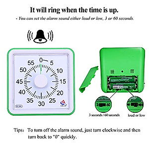 AIMILAR 60 Minute Visual Timer - Silent Timer Time Management Tool for Classroom or Meeting Countdown Clock for Kids and Adults Green