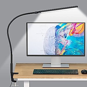ODOM LED Desk Lamp, Swing Arm Table Lamp with Clamp, Flexible Gooseneck Reading Lights, Eye-Care Architect Task Lamp, 3 Color 10 Brightness Modes Desk Light for Home Office, Reading, Study, Dorm